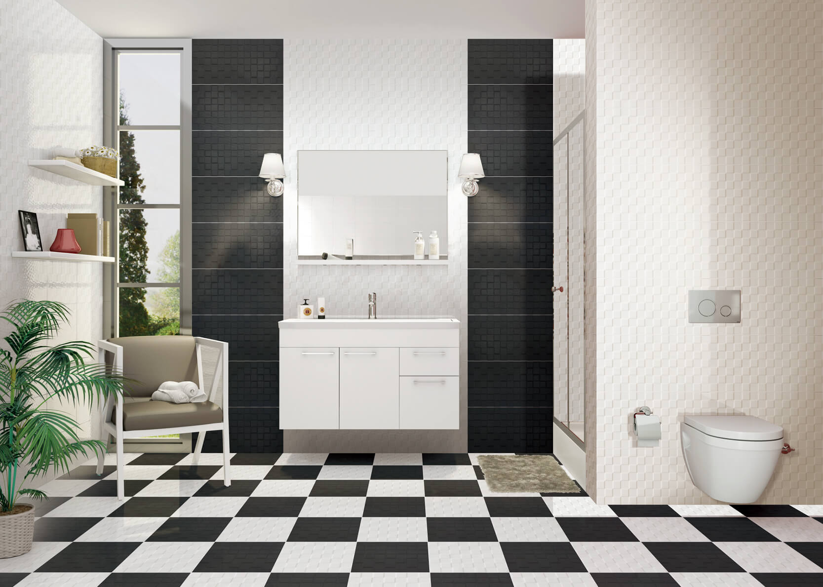 3D Chess Black Gloss 300×600 - OTC Tiles & Bathroom