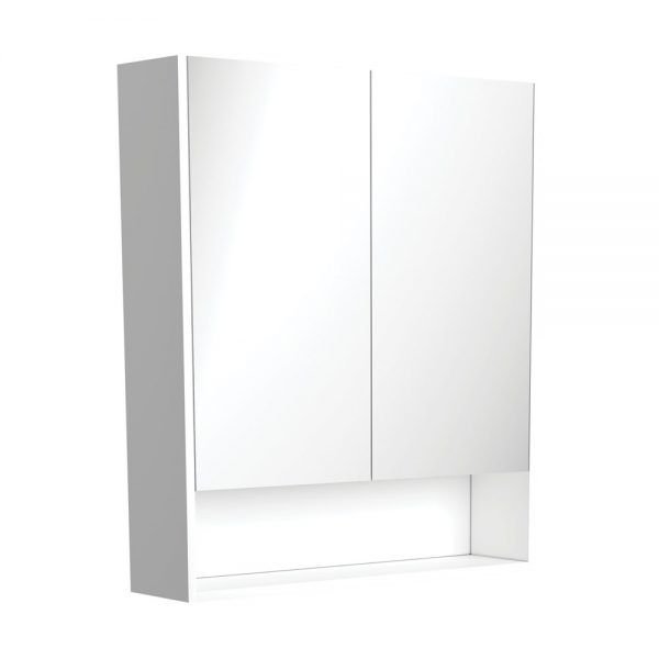 750 Mirror Cabinet with Display Shelf, Satin White - OTC Tiles & Bathroom